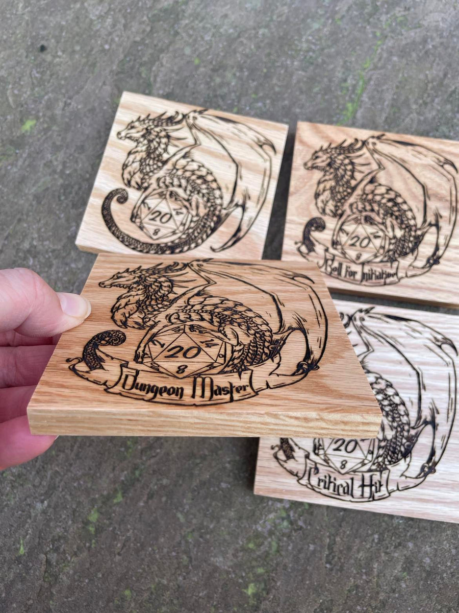 D20 Dragons Wooden Coaster Set – Little Dragon Designs