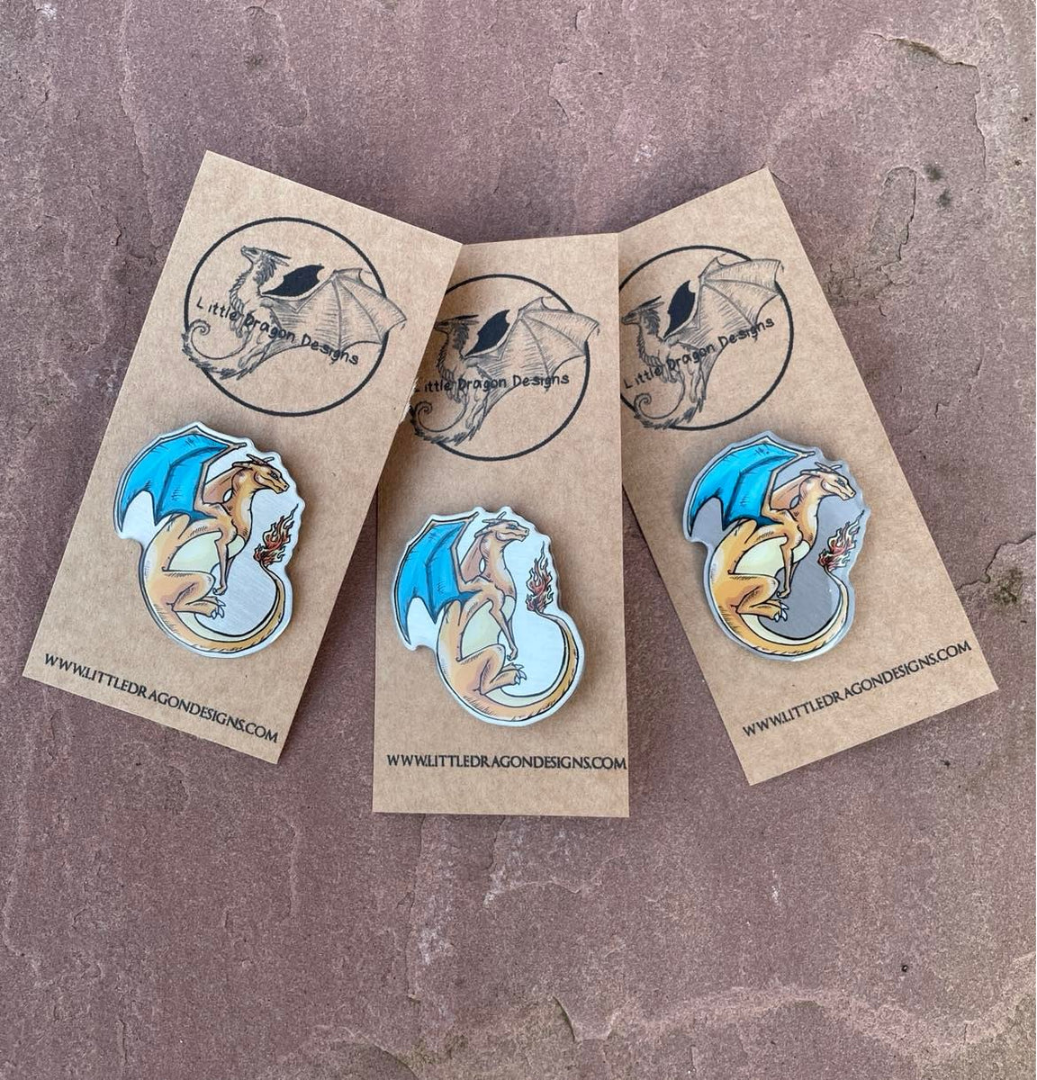Charizard Inspired Dragon Metal Pin Badge – Little Dragon Designs